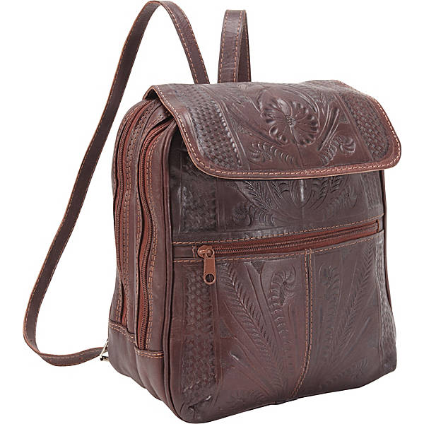 Leather Backpack Purse. Hand Tooled Leather, Multi-Compartment, and ...